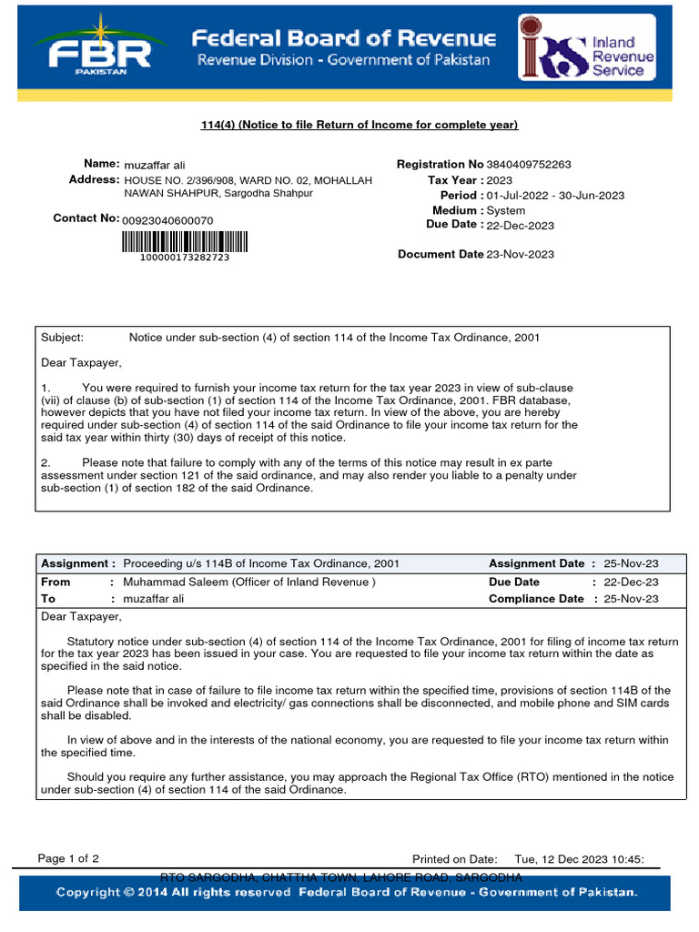 Tax Collector Correspondence3840409752263 | PDF | Taxes | Tax Return ...