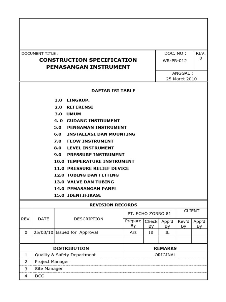 Wr Pr 012 Insturment Installation Pdf Pipe Fluid Conveyance
