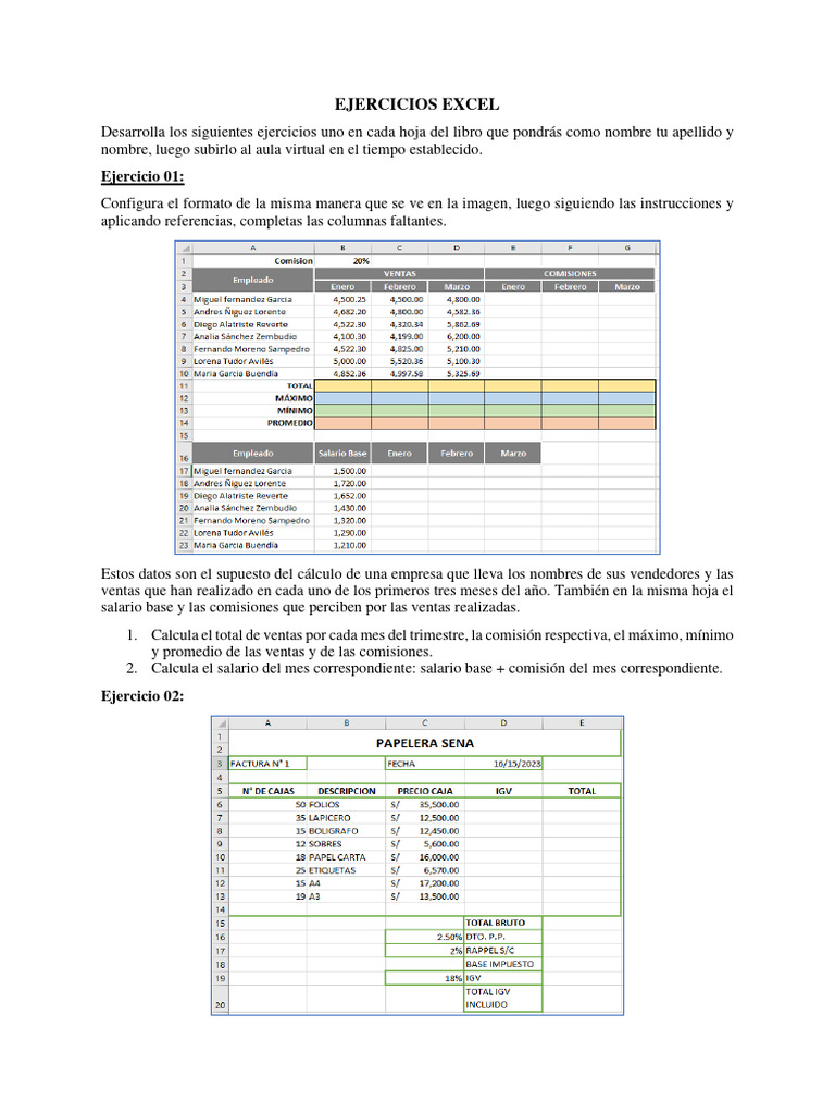 Ejercicios Excel Semana 15 | PDF