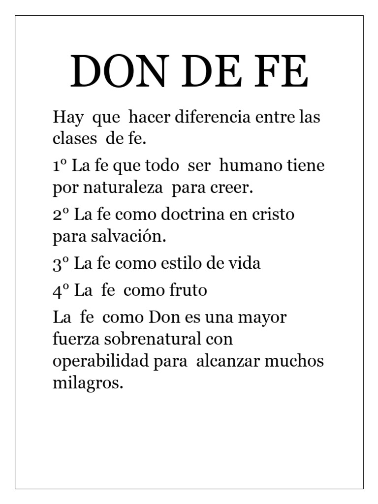 Tipos y Poder del Don de Fe | PDF