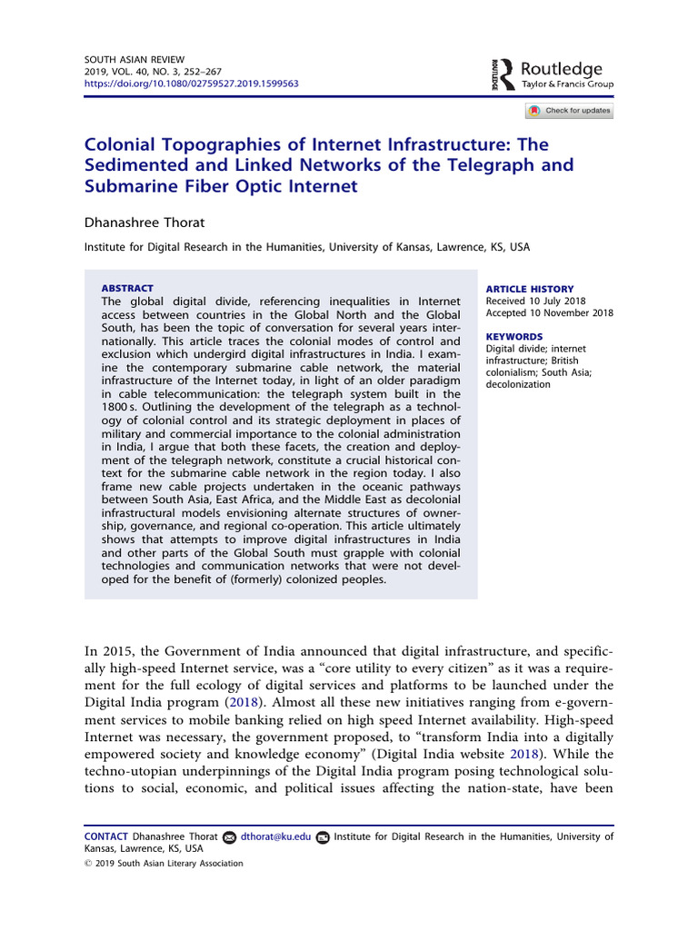 Colonial Topographies of Internet Infrastructure The Sedimented and Linked Networks of The ...