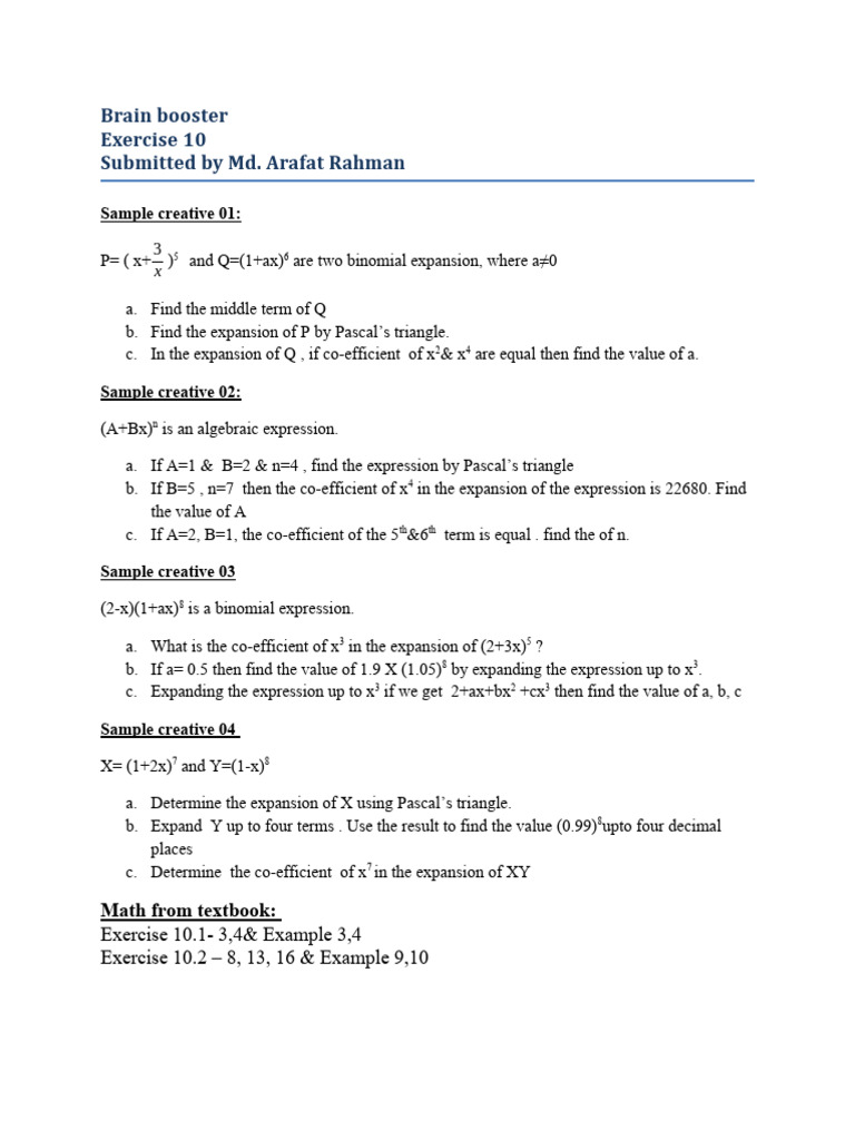Class 9 Higher Math Exercise 10 | PDF