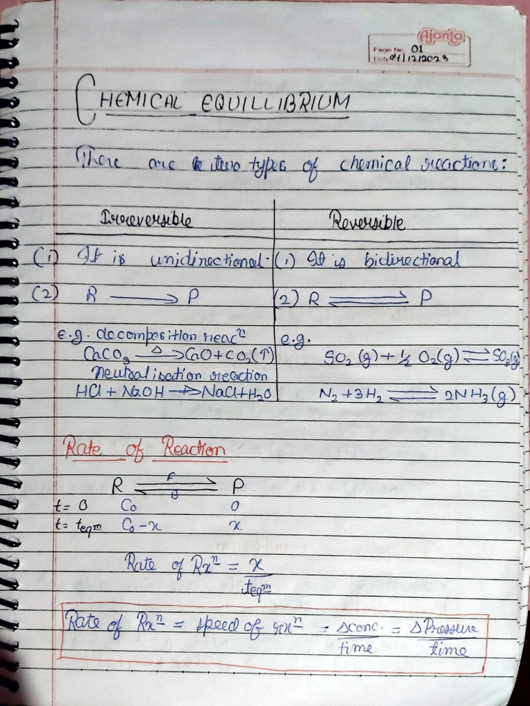 Chemical Equilibrium Notes | PDF