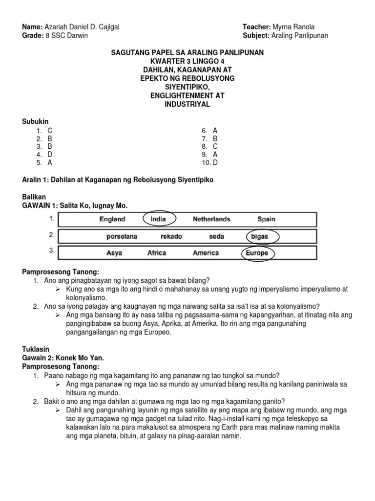 Cajigal, Azariah Daniel Ap Kwarter 3 Linggo 4 | PDF