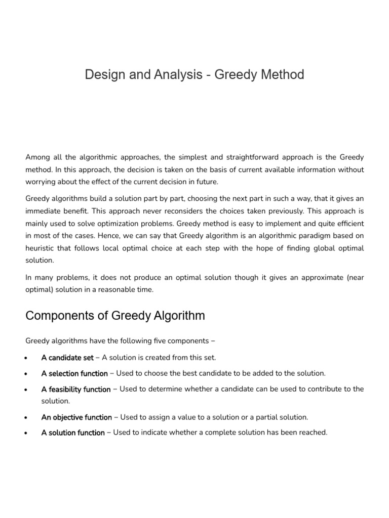 Design and Analysis - Greedy Method | PDF
