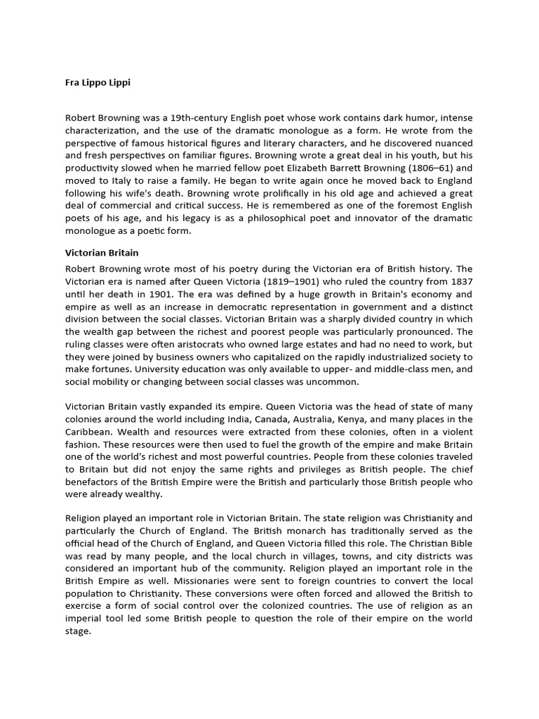 Fra Lippo Lippi | PDF | Poetry | Robert Browning