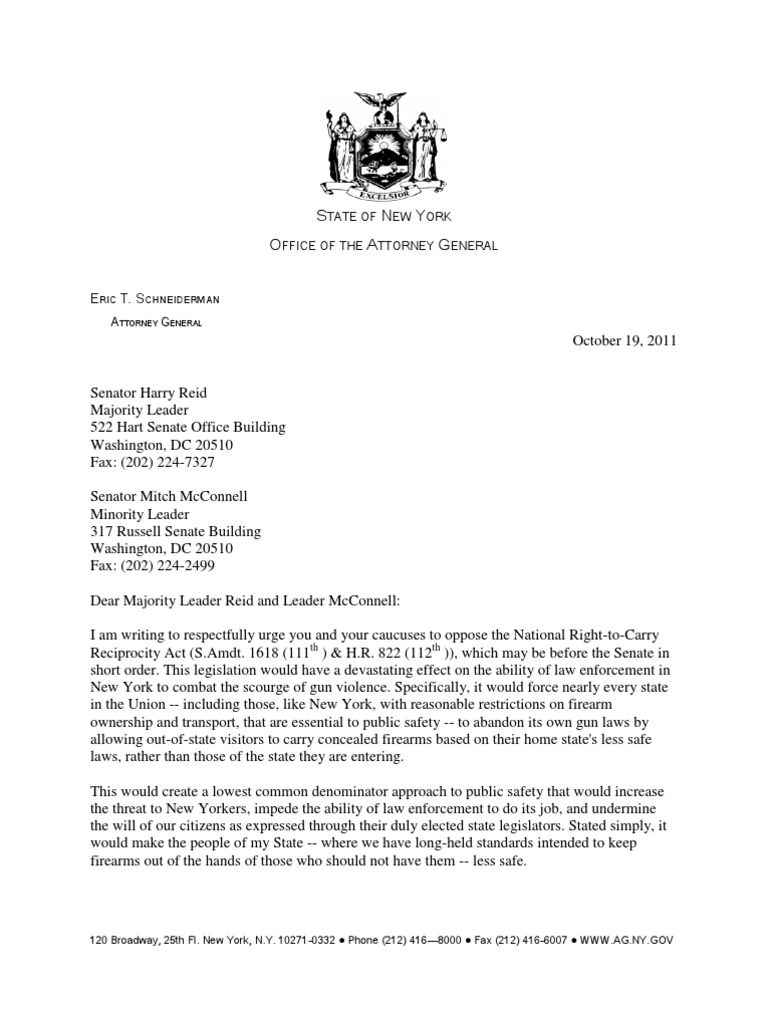 Carry and Conceal Letter 10 19 11 | PDF | Overview Of Gun Laws By ...