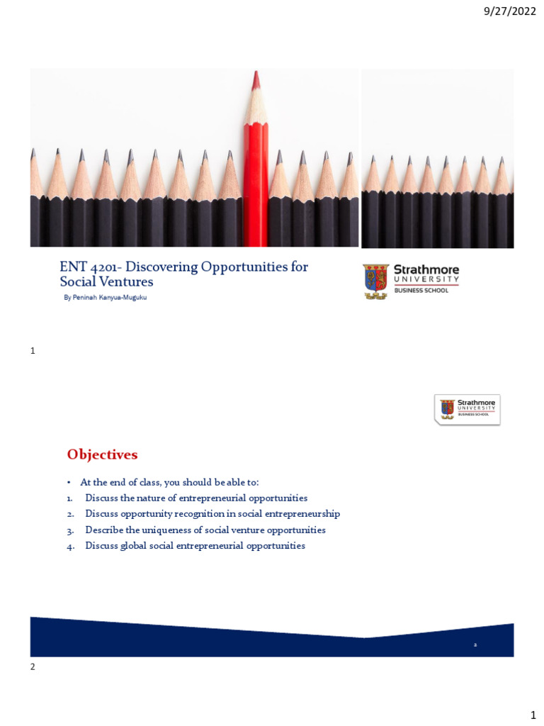 Social Ventures: Opportunity Discovery | PDF | Entrepreneurship ...