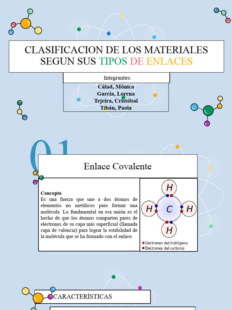 Clasificación de Los Materiales Tipos de Enlace | Descargar gratis PDF | Enlace químico | Enlace ...