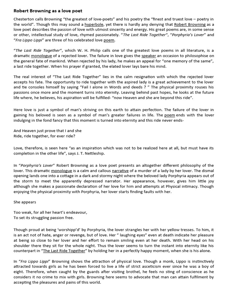 Robert Browning: Master of Love Poetry | PDF | Classics | General Fiction