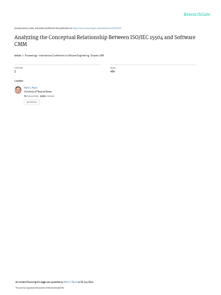 Analyzing The Conceptual Relationship Between ISO/IEC 15504 and Software CMM | PDF | Software ...