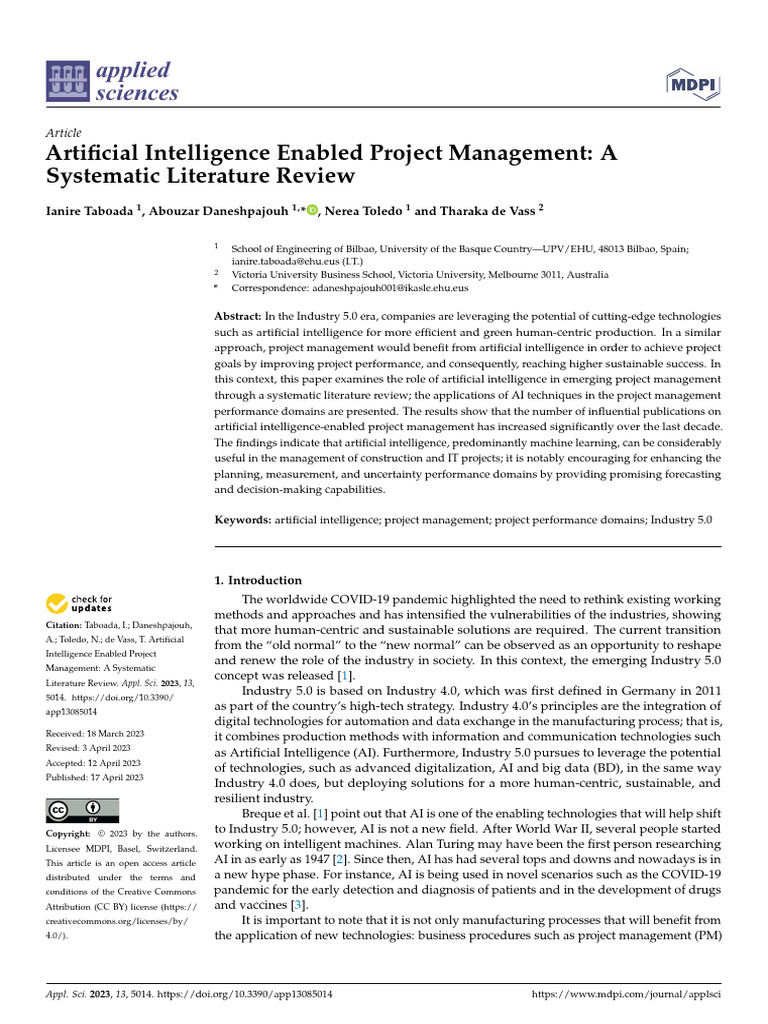 Lectura 1 Artificial - Intelligence - Enabled - Project - Management | PDF | Machine Learning ...