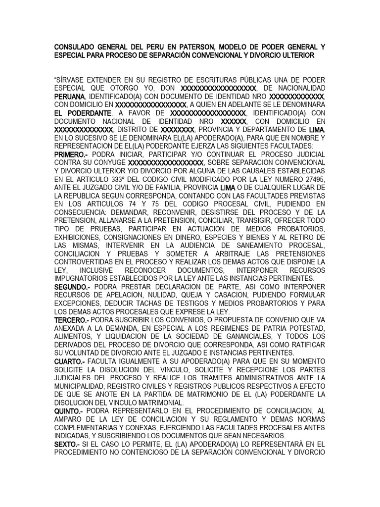 Carta Poder para Separacion y Divorcio | PDF | Divorcio | Instituciones sociales