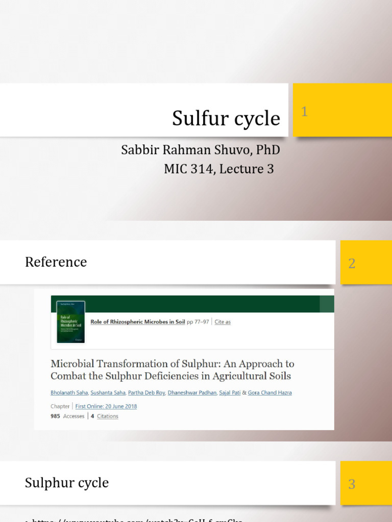 Lec 3 Sulphur Cycle | PDF