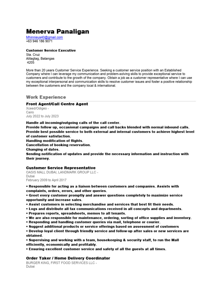 Indeed CV Mhinnie | PDF | Call Centre | Sales