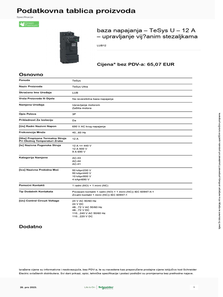 Schneider Electric - TeSys-Ultra - LUB12 | PDF