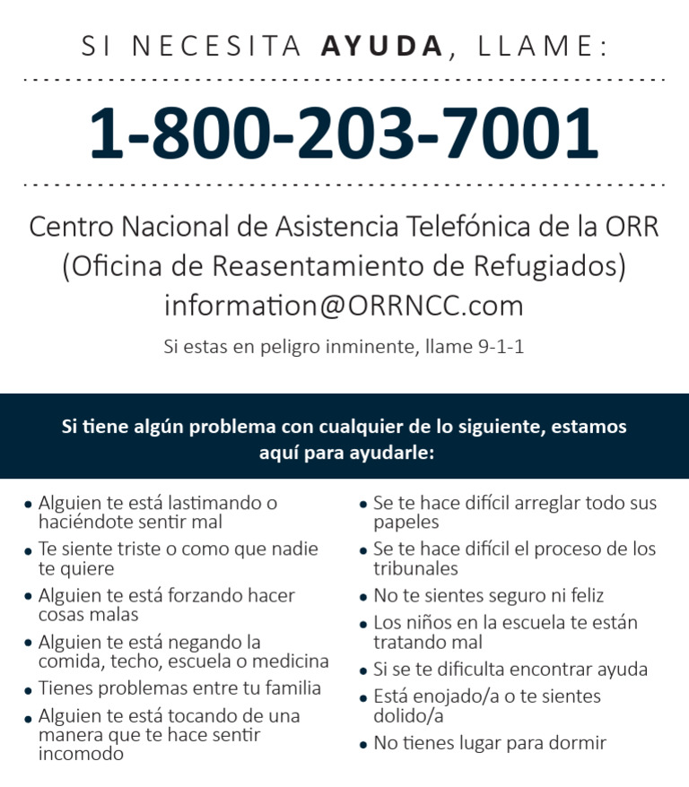 Línea de ayuda de ORR en español | PDF