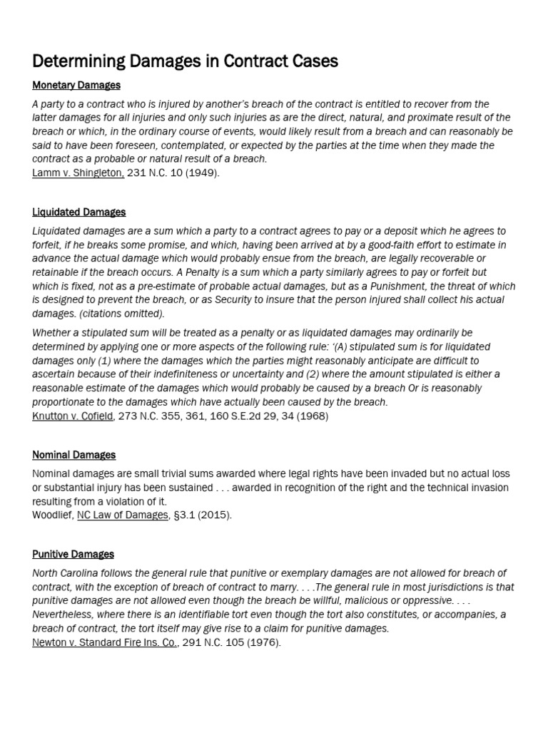 Determining Damages in Contract Cases | Download Free PDF | Damages | Breach Of Contract