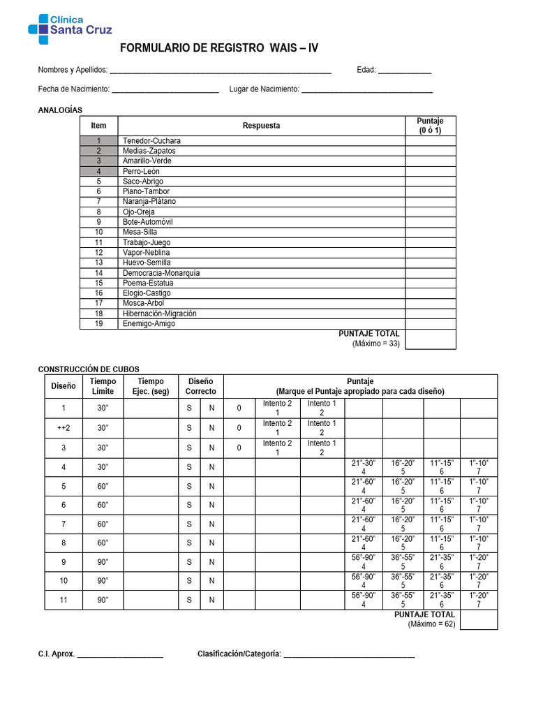 Registro WAIS-IV y Evaluación Abreviada | PDF