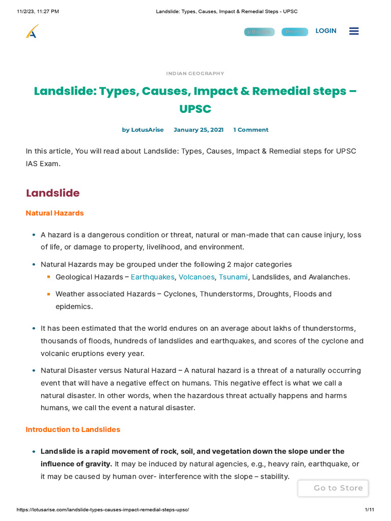Landslide Types, Causes, and Management | PDF