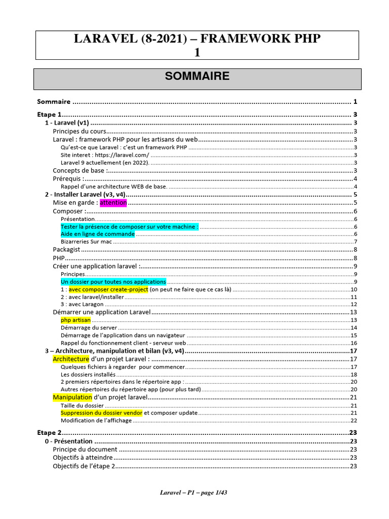 Laravel Cours Etape 1 | PDF | PHP | MySQL