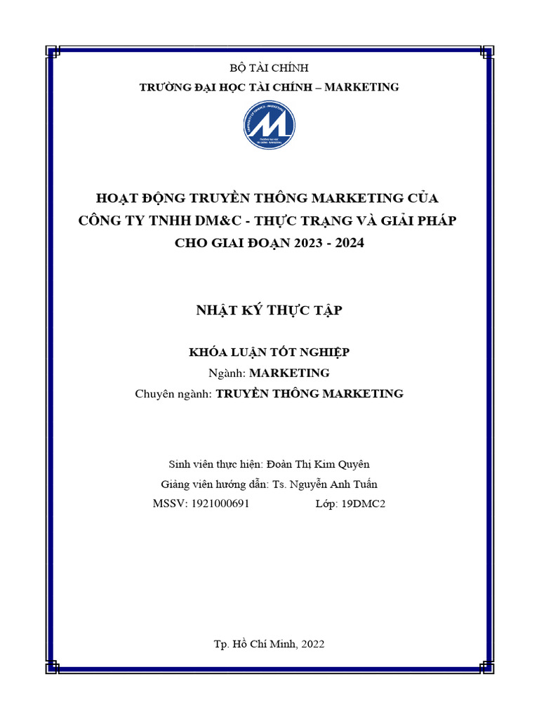Khóa Luận Tốt Nghiệp - UFM - Marketing - Thầy Nguyễn Anh Tuấn | PDF