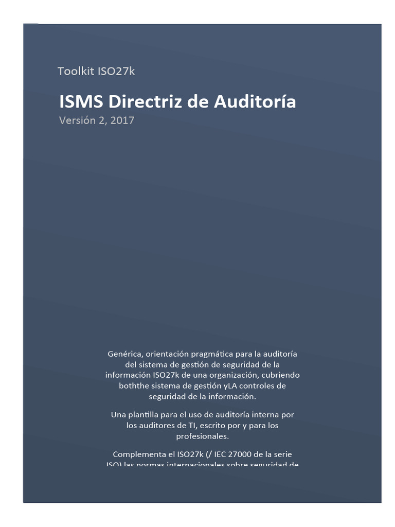 ISO27k Guideline On ISMS Audit V2.en - Es | PDF