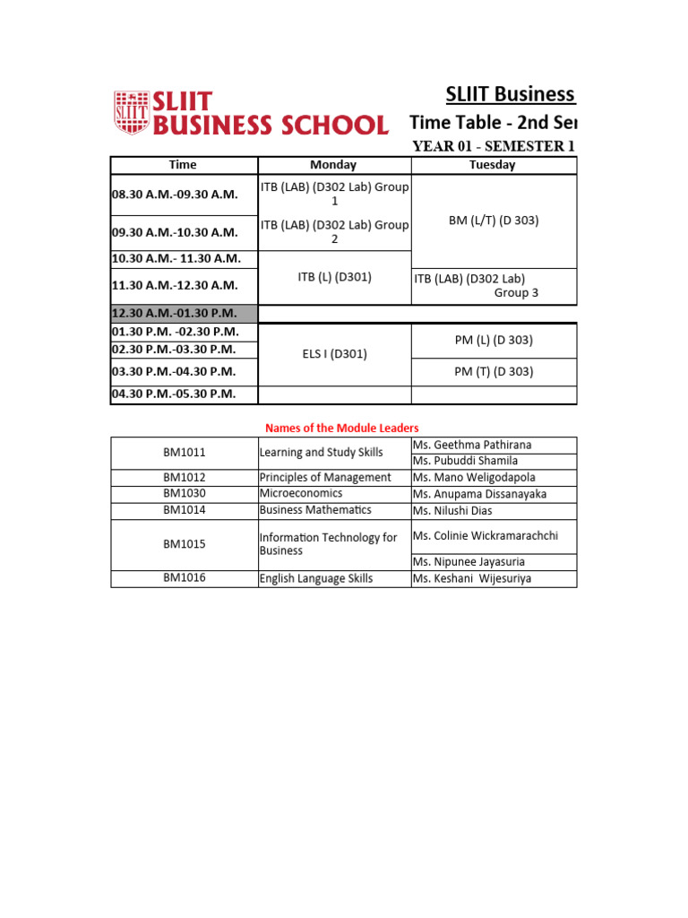 2022 Timetable | PDF