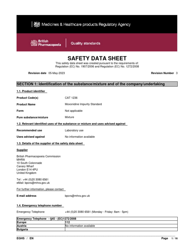 Sds 1236 | PDF | Toxicity | Dangerous Goods