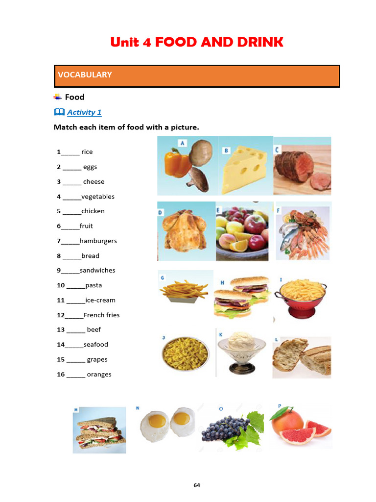 4-Unit 4-Food and Drink - La Da Sua P 64-84 | PDF | Hamburgers | Lunch