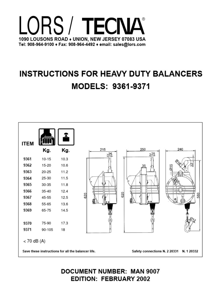 Instructions Balancer Tecna 9361-9371 - Manual | PDF