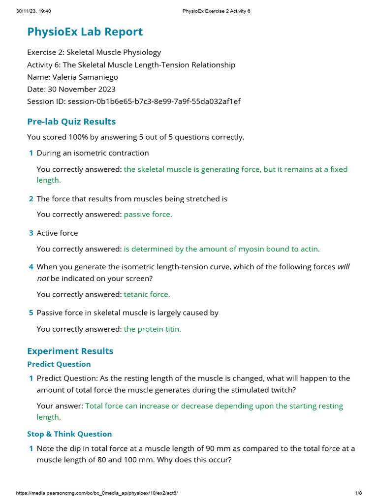 Physioex Exercise 2 Activity 6 Pdf Muscle Contraction Skeletal Muscle