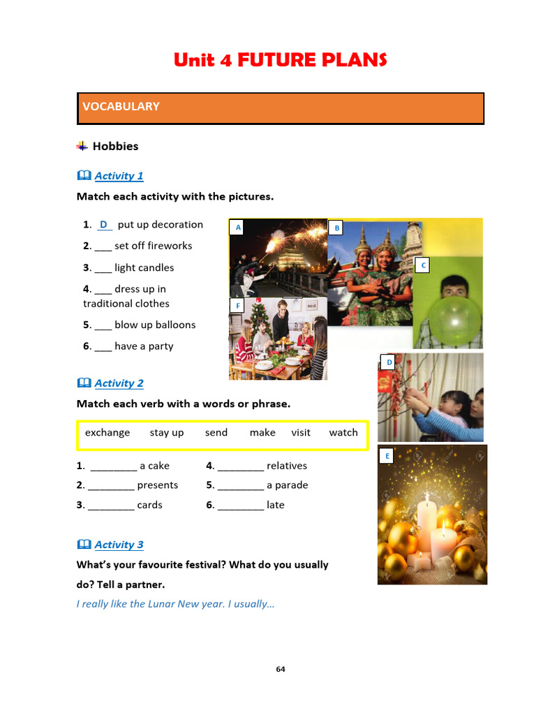 English2 - Unit 4 Future Plans | PDF | Noun | Linguistic Typology