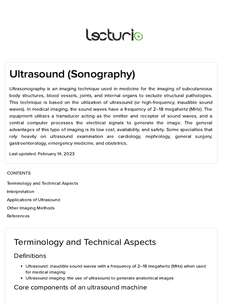 Ultrasound (Sonography) | PDF | Medical Ultrasound | Medical Imaging