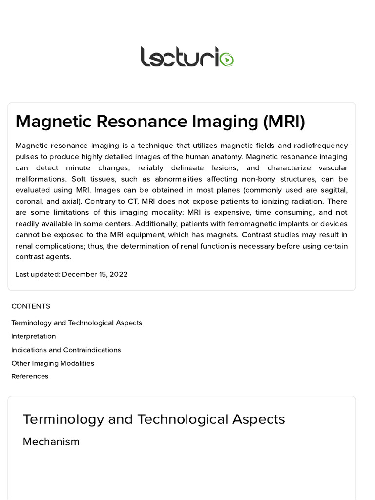 MRI Insights for Medical Professionals | PDF | Magnetic Resonance ...
