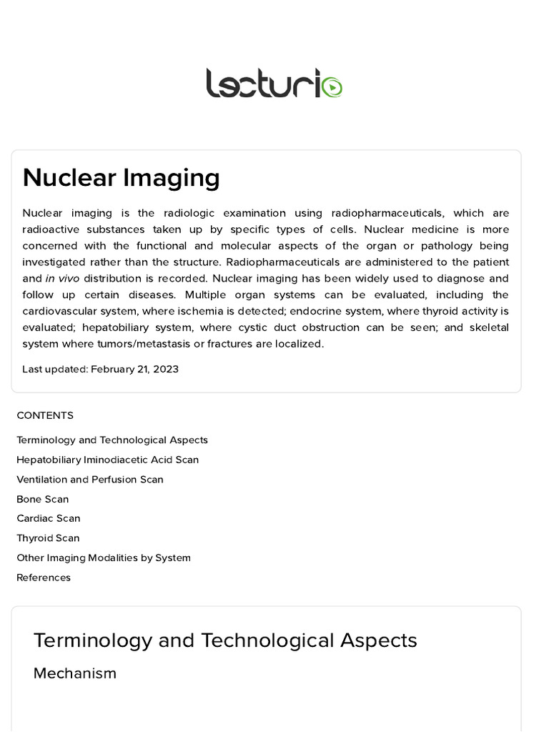 Nuclear Imaging | PDF | Medical Imaging | Nuclear Medicine