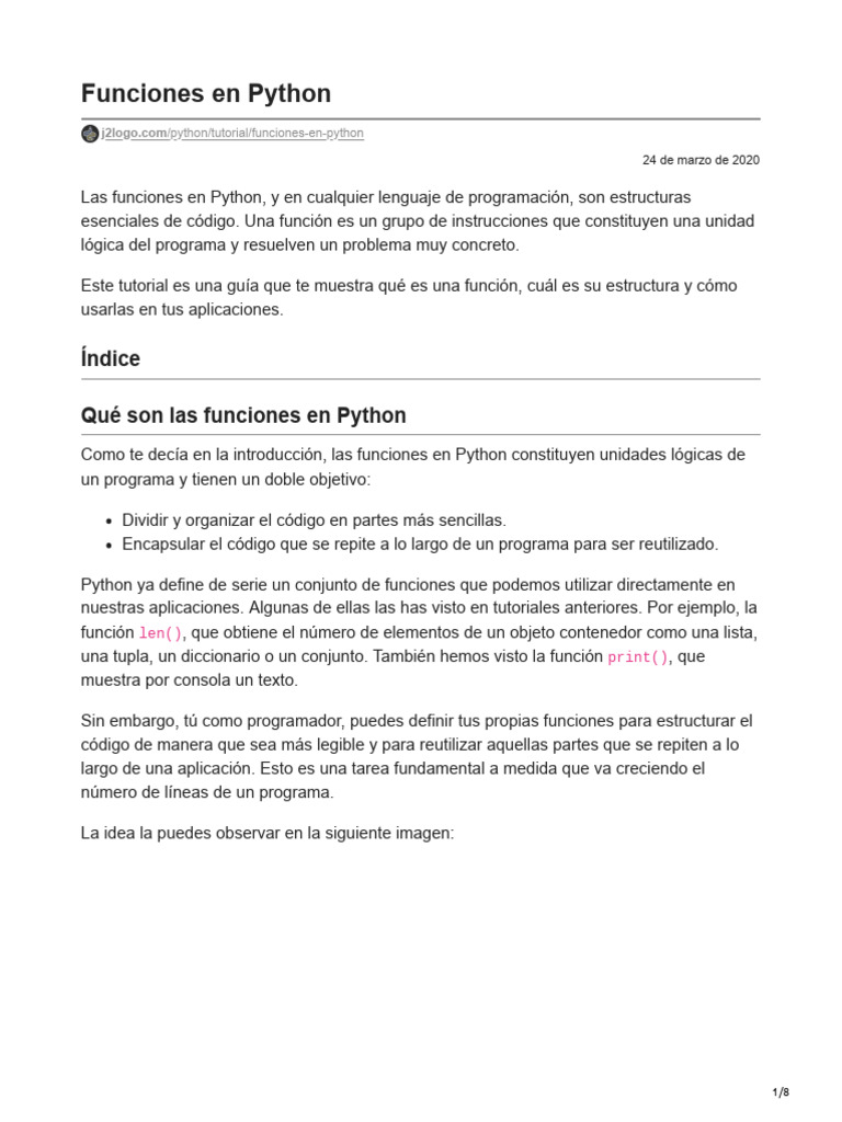 Funciones en Python | Descargar gratis PDF | Python (lenguaje de ...