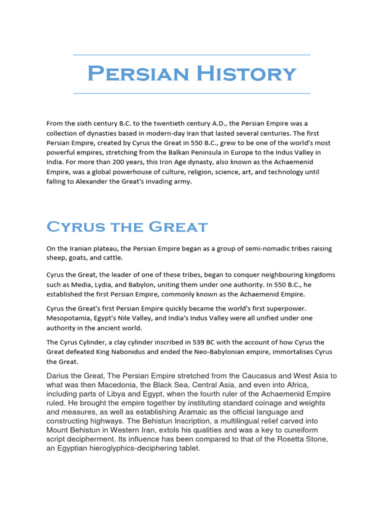 Persian History | PDF | Achaemenid Empire | Cyrus The Great