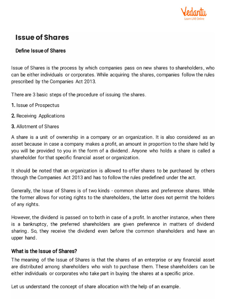 Issue of Shares | PDF
