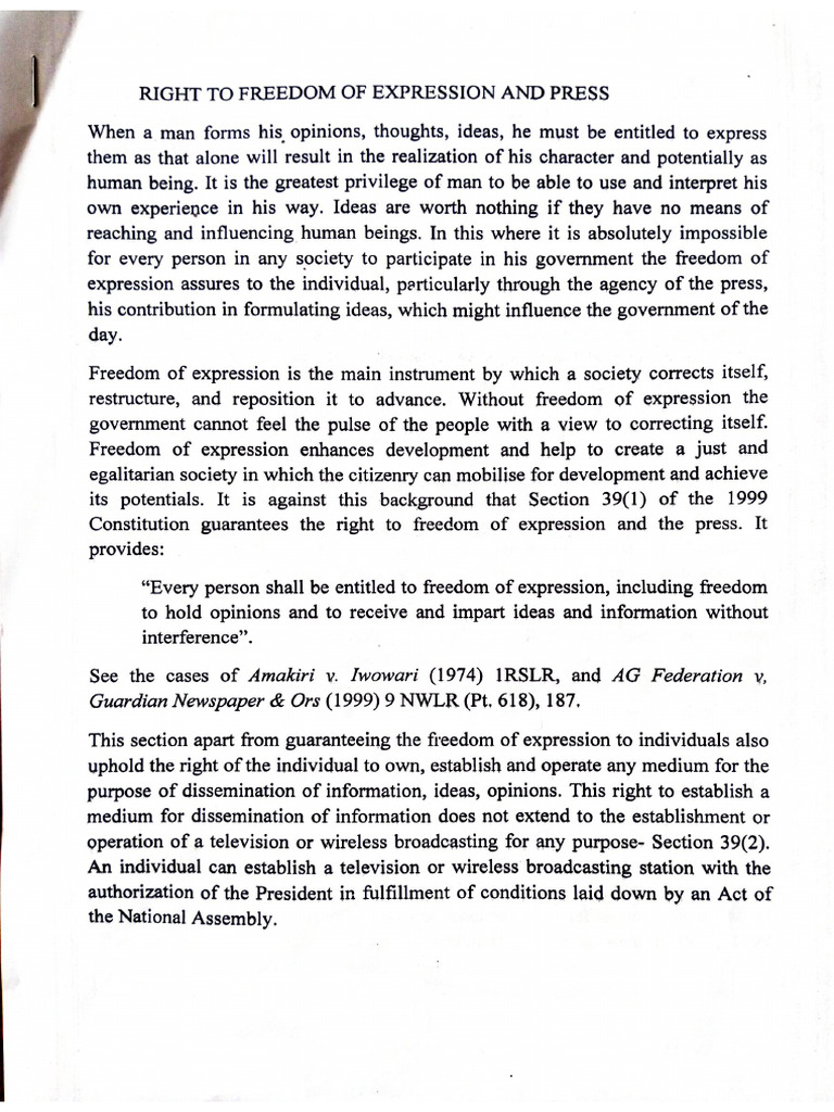 Freedom of Expression and Press, etc. | PDF
