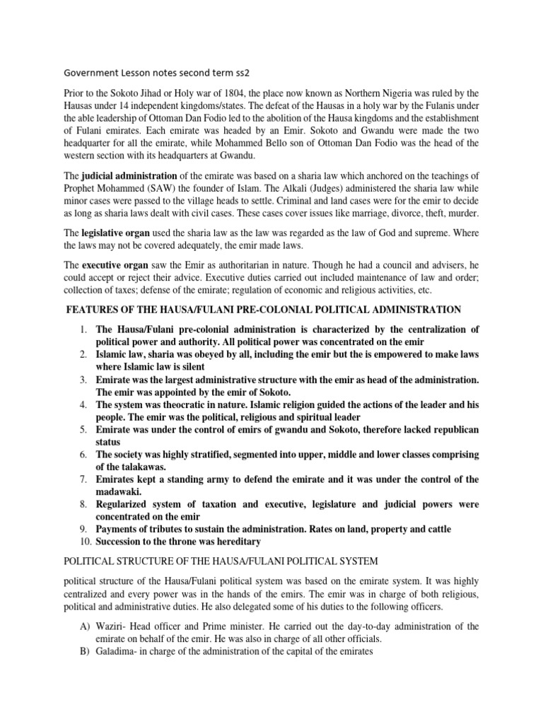 5488 - Government Lesson Notes Second Term Ss2 January 2023 | PDF | Nigeria