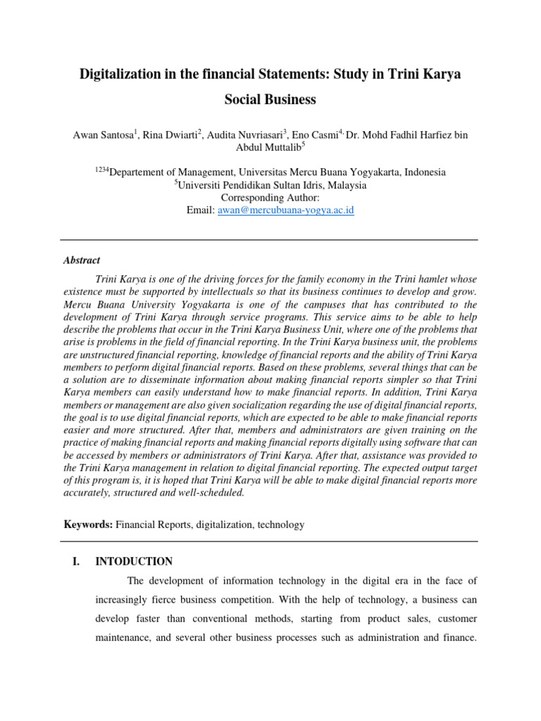 Digitalization In The Financial Statements Pdf Software Framework