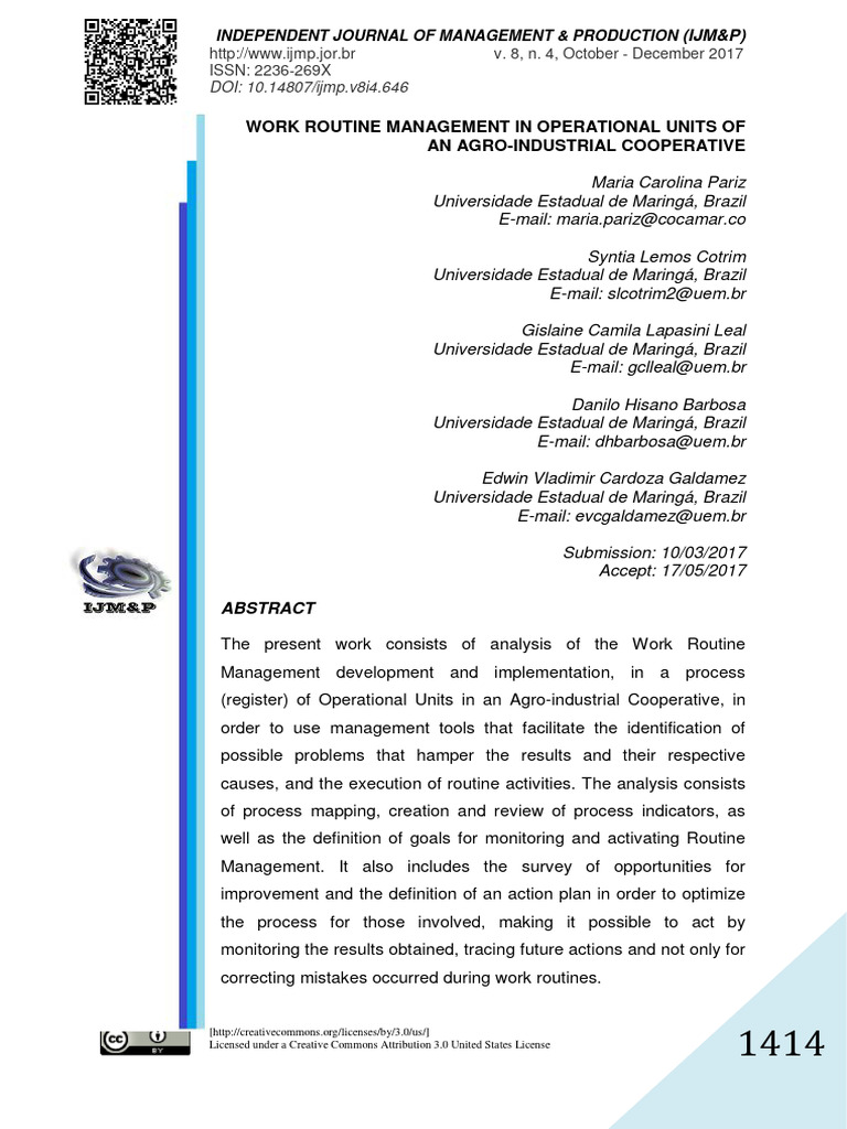 Work Routine Management in Operational Units of An | PDF | Swot ...