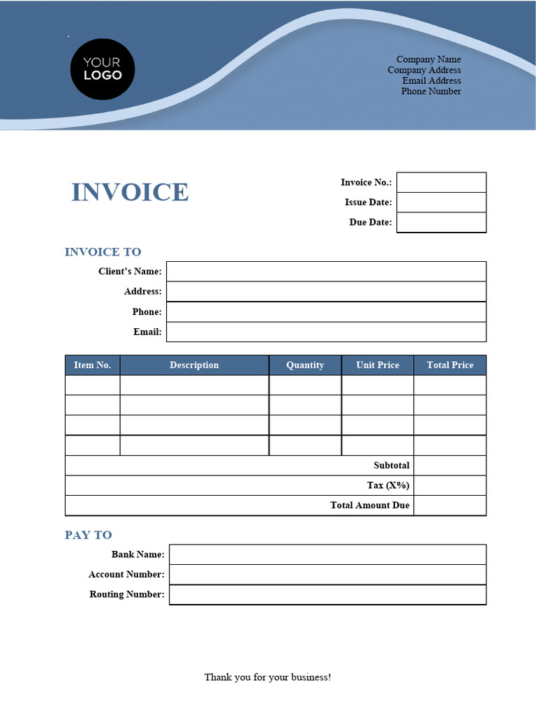 Fillable Invoice Template | PDF
