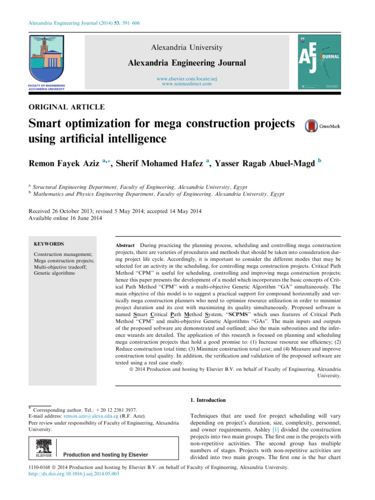 Smart Optimization For Mega Construction Projects | PDF | Mathematical Optimization | Metaheuristic