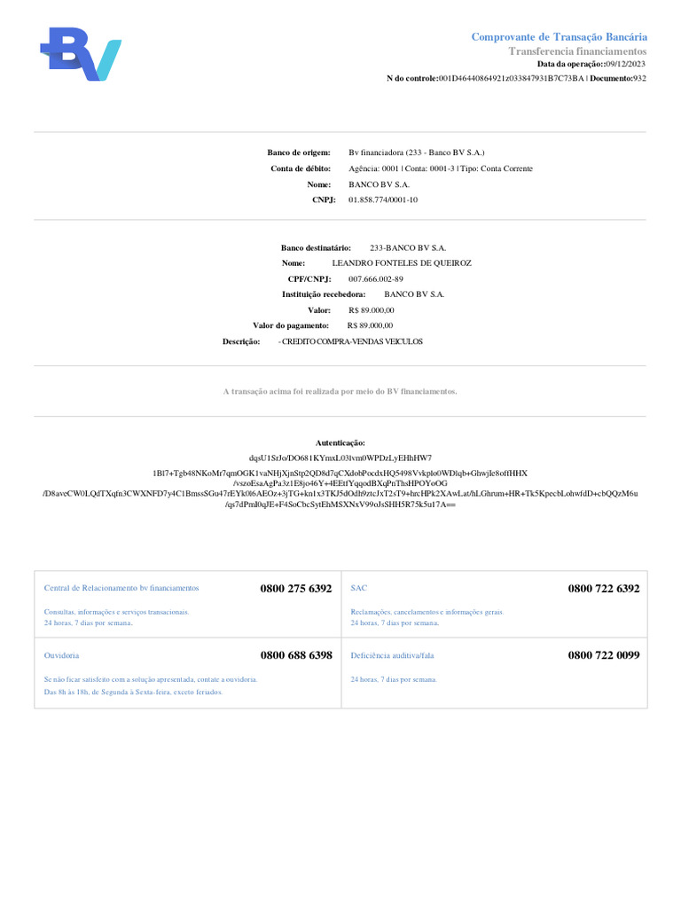 Comprovante BV - Leandro-1 | PDF