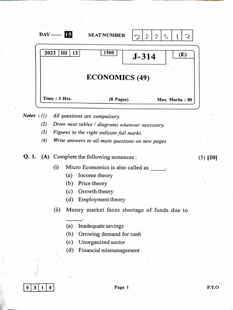12th Economics Question Papers 2023 | PDF | Prices | Demand