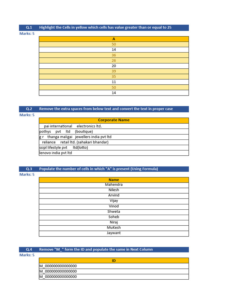 Interview Excel Pdf 