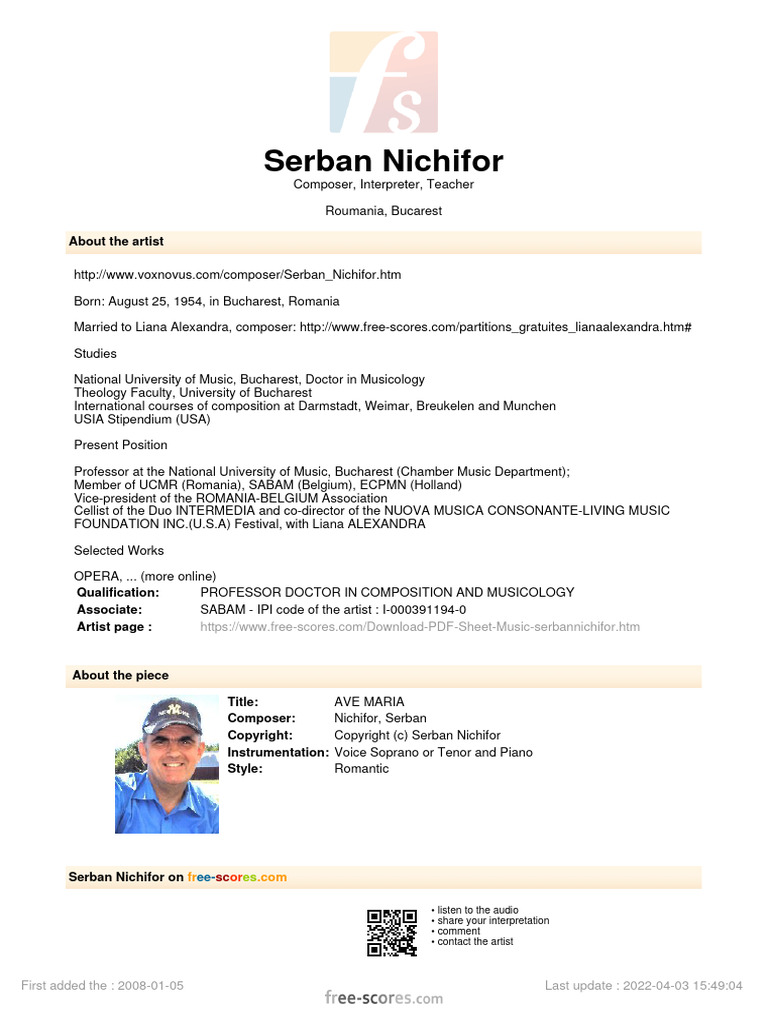 (Free Scores - Com) - Nichifor Serban Ave Maria 9478 | PDF