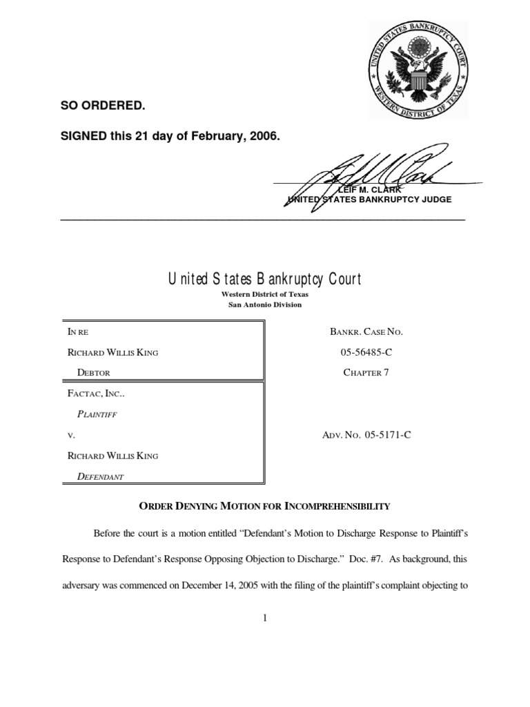 Factac v. King | PDF